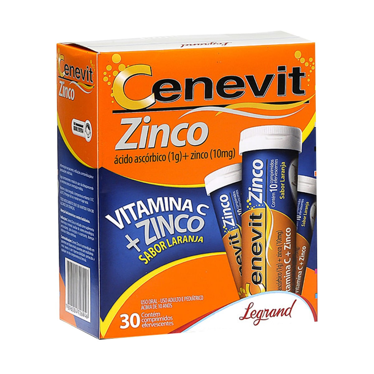 Cenevit Zinco 1g+10mg COM 30 Comprimidos Efervescentes - Drogaleste