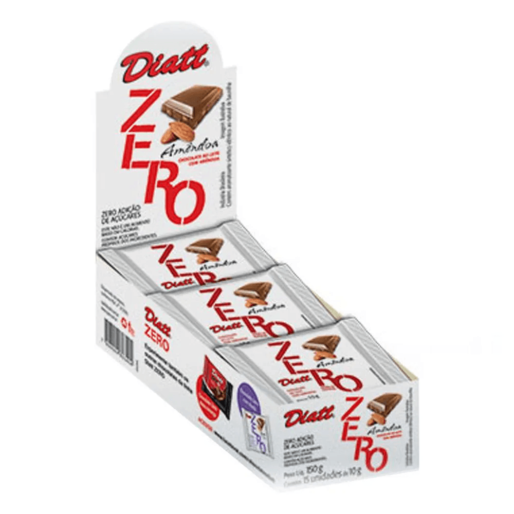 CHOCOLATE AO LEITE COM AMENDOA ZERO DIATT 10G - Drogaleste