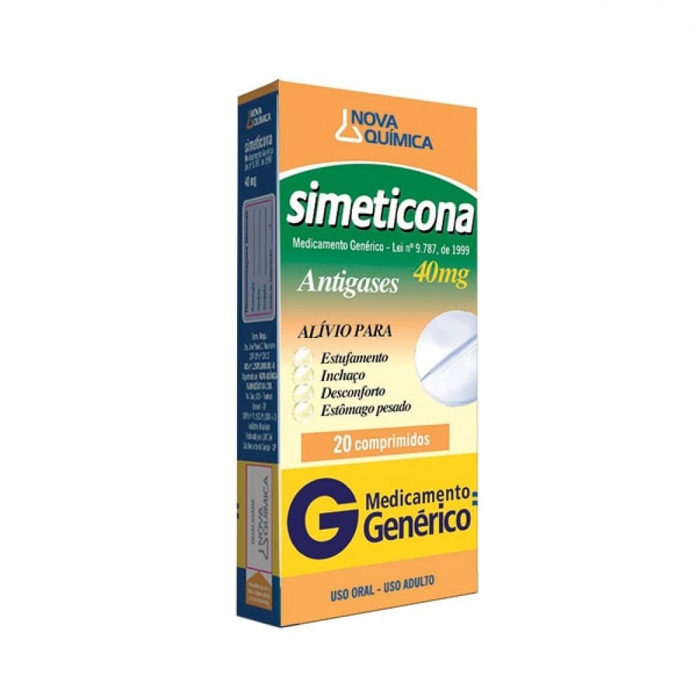 Simeticona 40Mg Com 20 Comprimidos - Drogaleste
