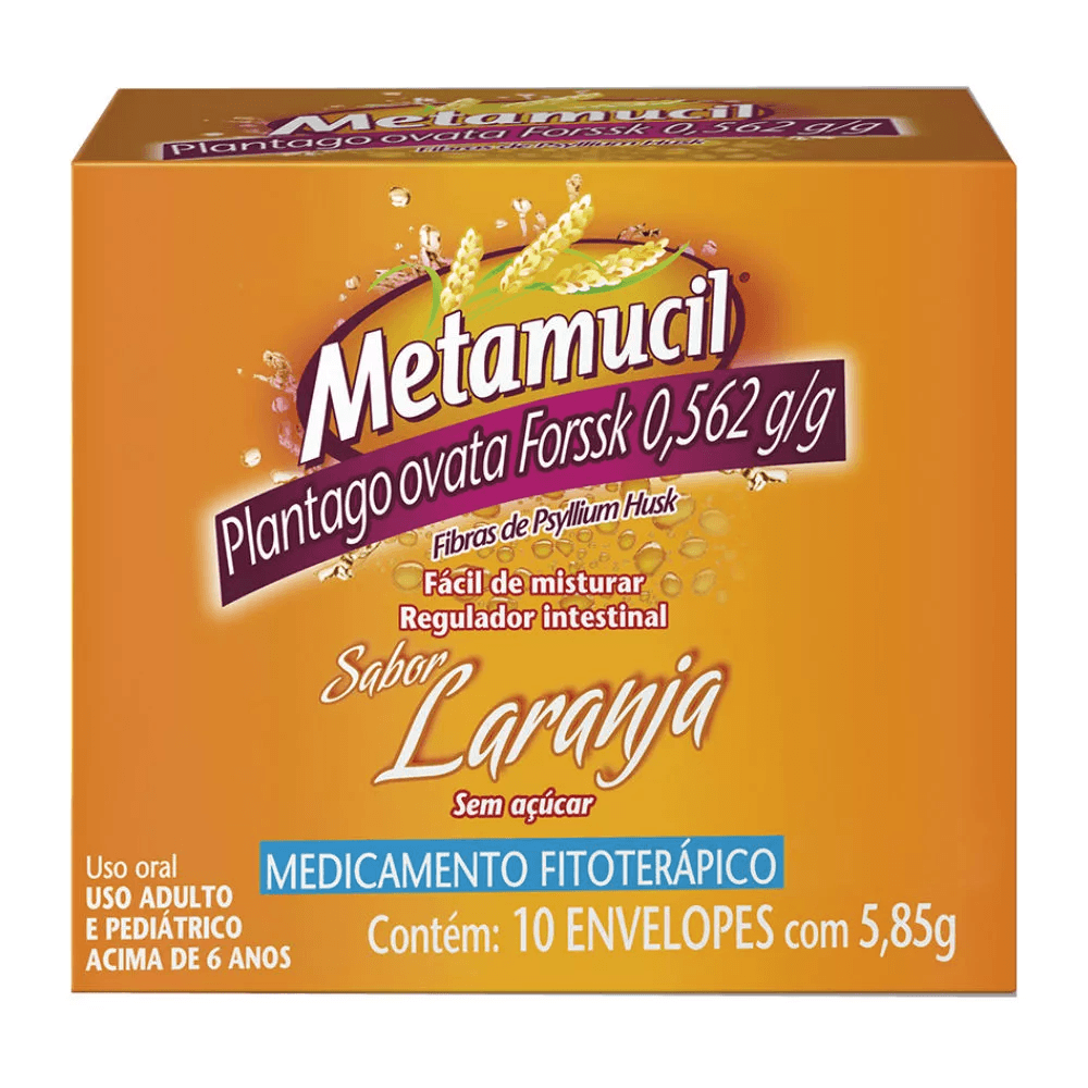 Metamucil Fibra Sabor Laranja Com 10 Envelopes DE 5,85G - Drogaleste