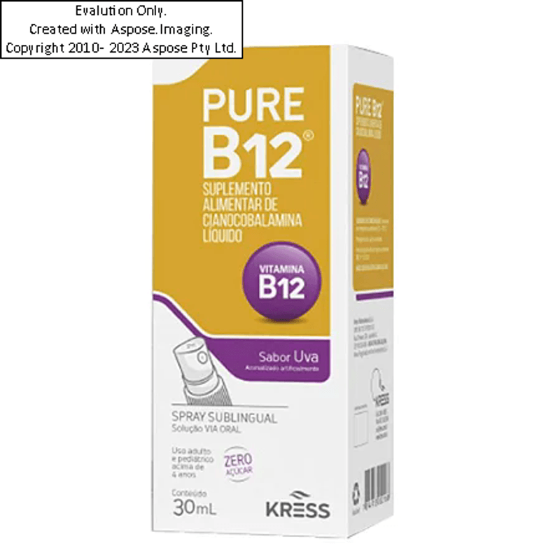 Spray Sublingual Pure B12 Sabor Uva 30ml - Drogaleste