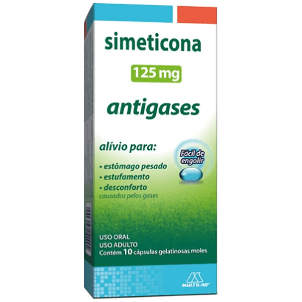 SIMETICONA 125MG COM 10 COMPRIMIDOS MULTILAB - Drogaleste
