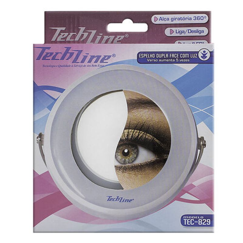 Espelho Dupla Face Techline Com Led TEC829 - Drogaleste