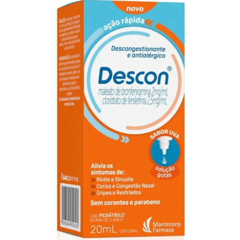 Descon Maleato de Bronfeniramina 2mg + Cloridrato de Fenilefrina 2,5mg ...