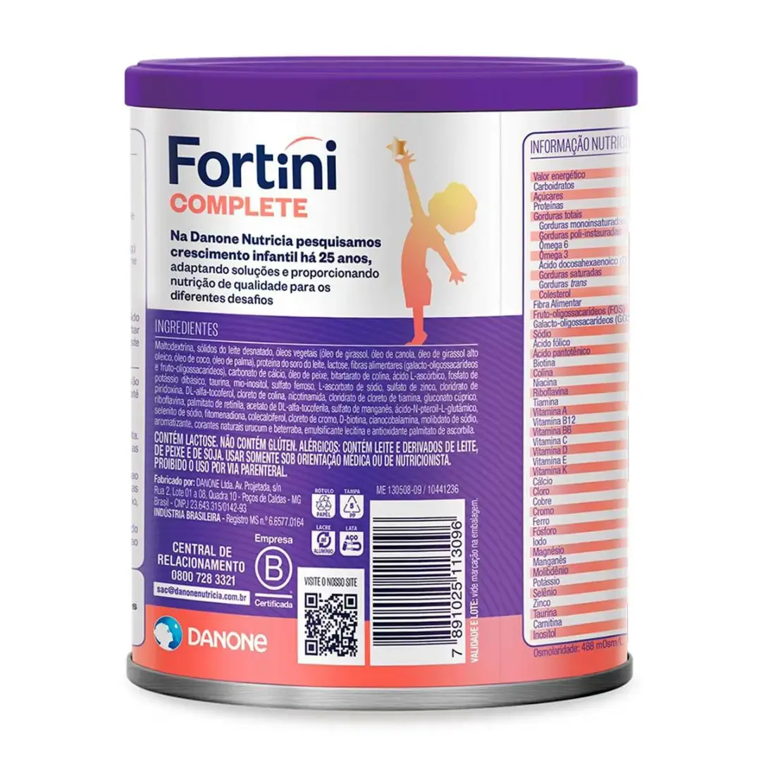 Fórmula Infantil Fortini Complete Vitamina de Frutas 3 a 10 anos 400g ...